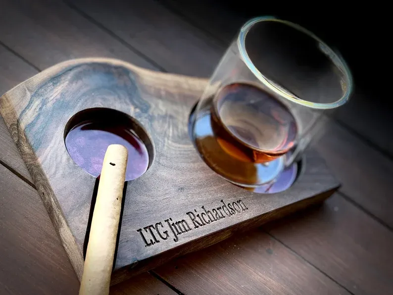 Black Walnut Epoxy Drink and Cigar Holder | BURKS CREATIONS